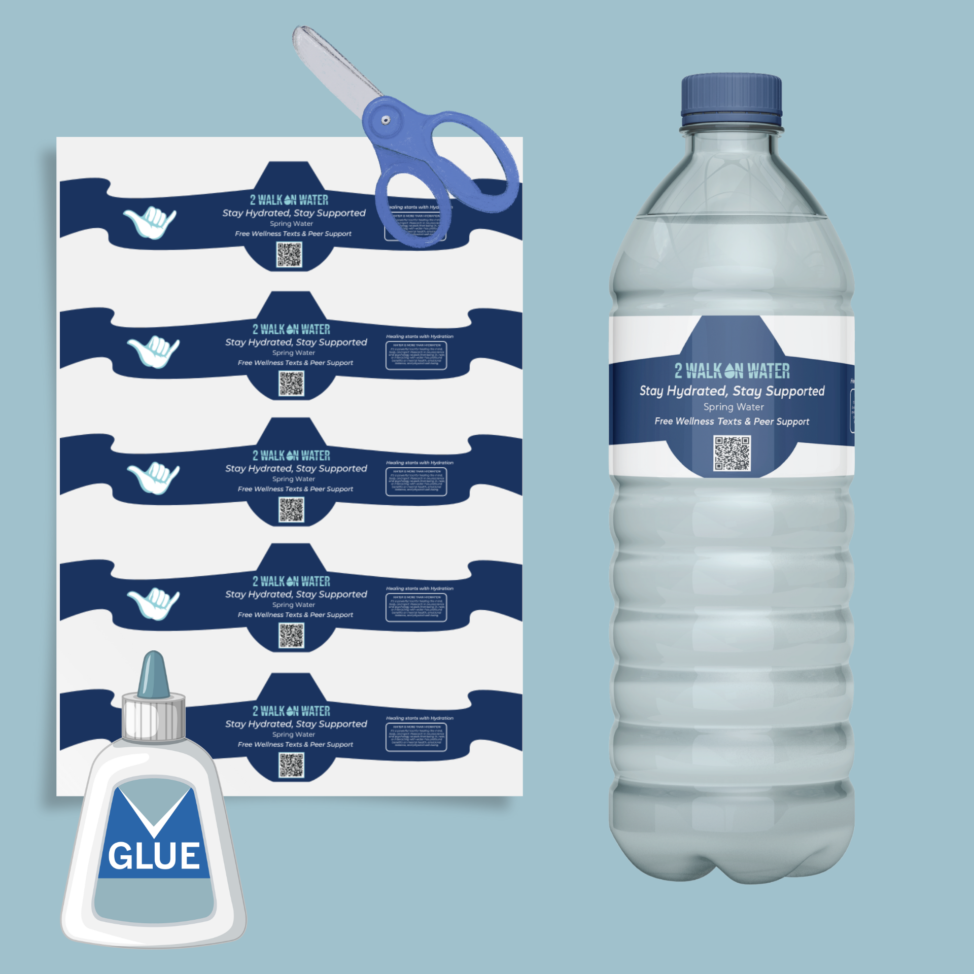 2 Walk On Water - Free Water Bottle Label