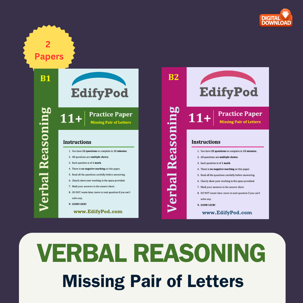 11+ Verbal Reasoning Practice Papers | Missing Pair of Letters