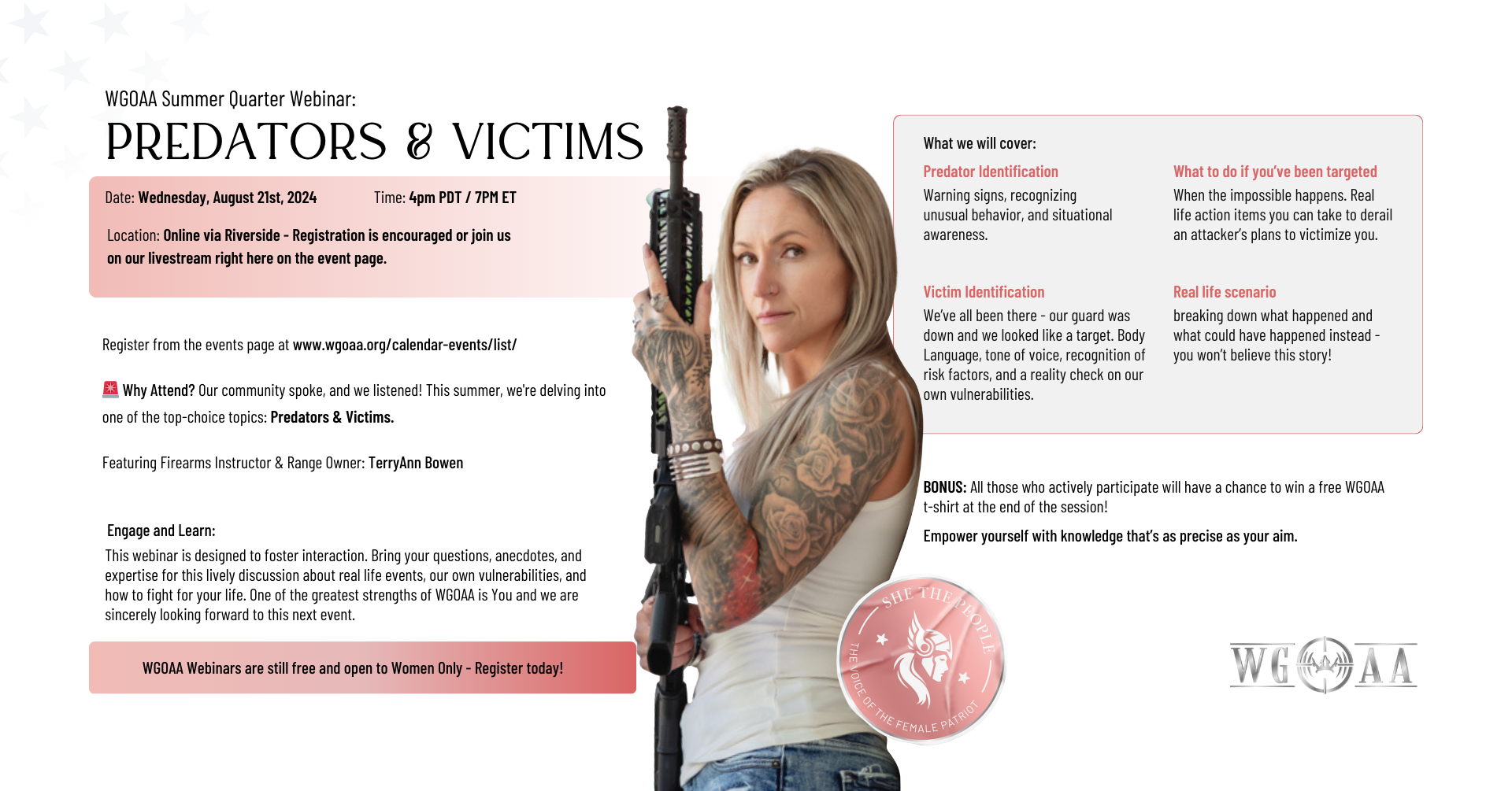 Register for Summer Quarter WGOAA Webinar: Predators & Victims