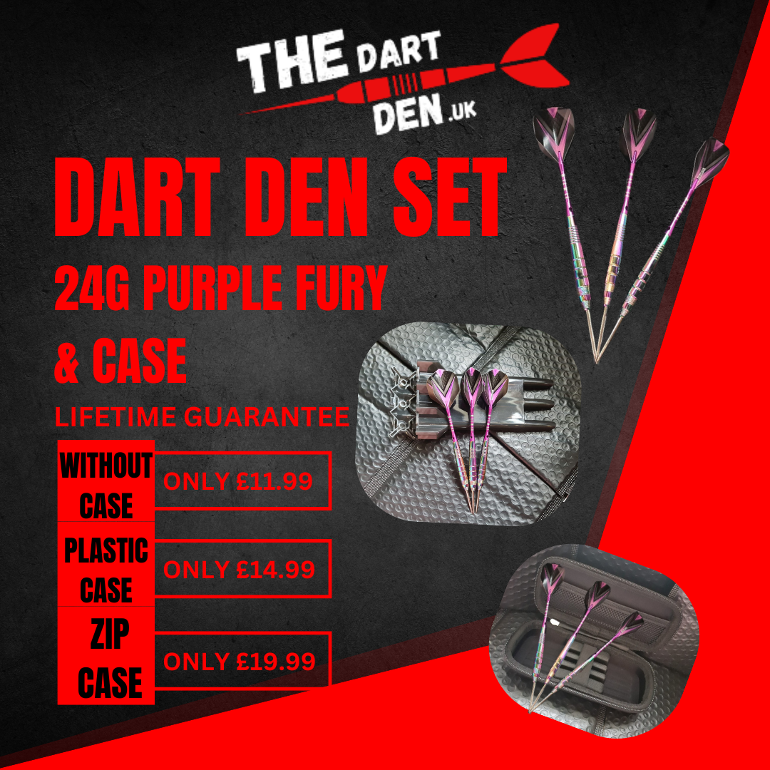 24g Purple Fury Dart Set | Steel Tip Darts with Lifetime Guarantee