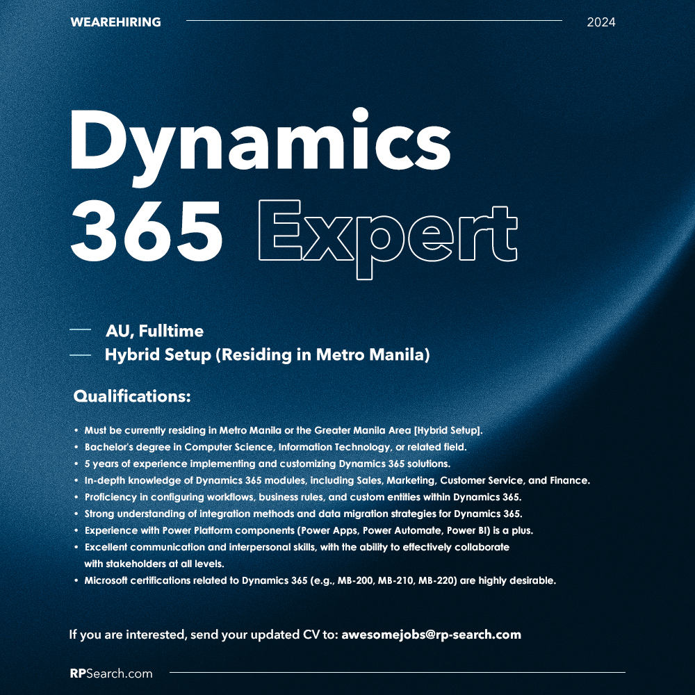 RP Search Job Opening - Dynamics 365 Expert
