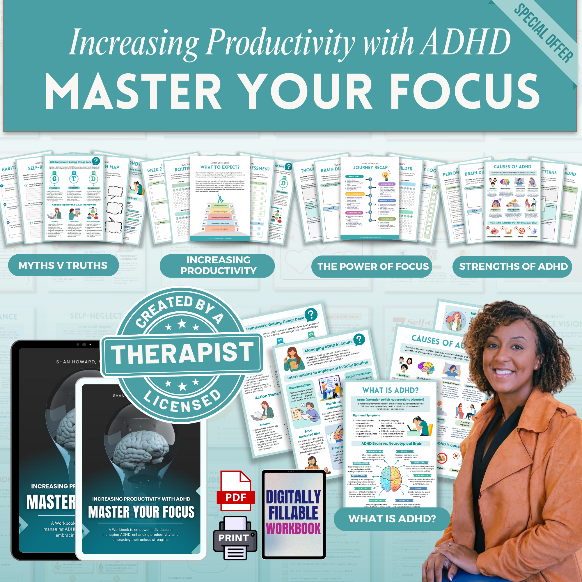 ADHD Digital Planner Adult, Daily Planner, ADHD Organization