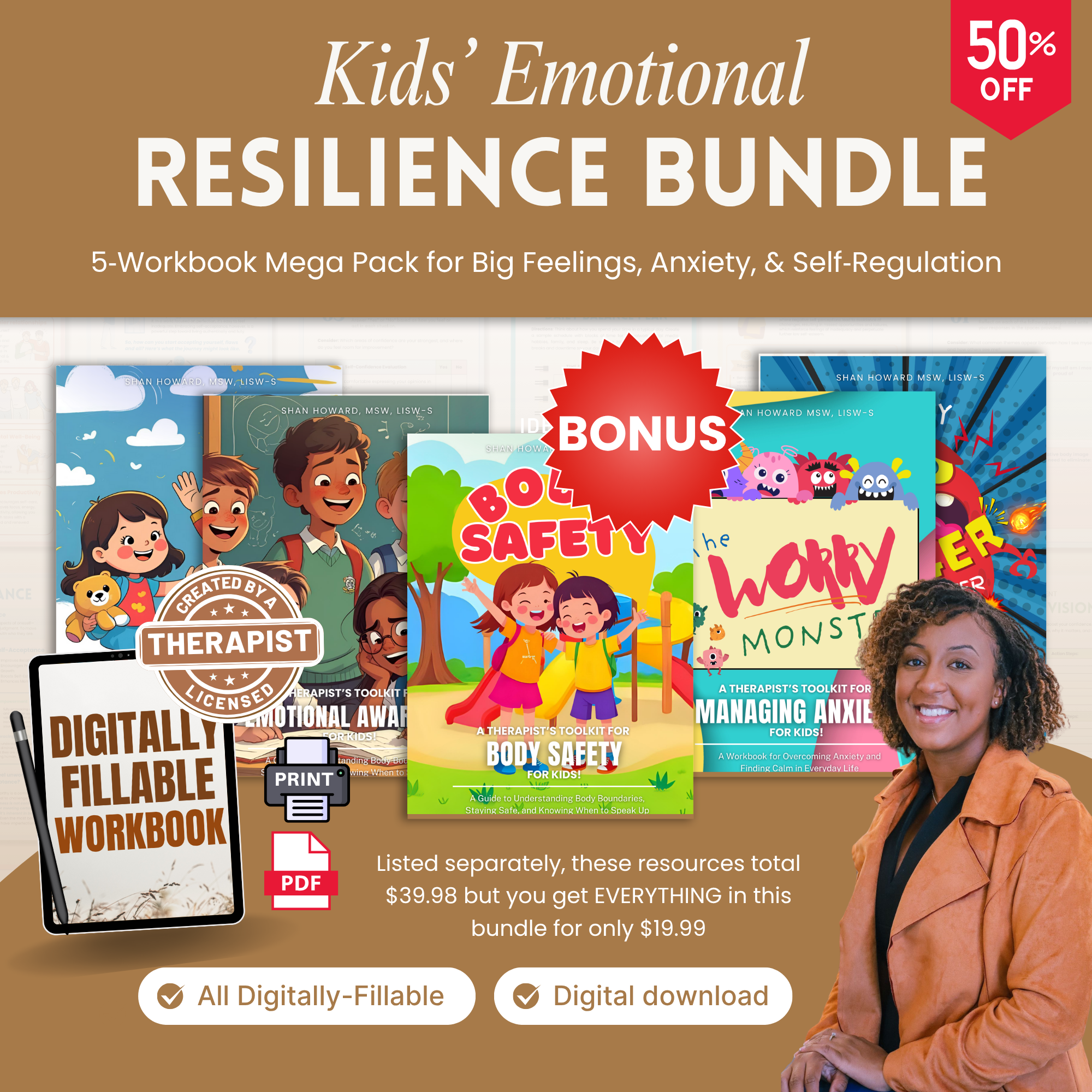 Kid's Mega Bundle Workbook, For Therapist, Parents, School Counselors