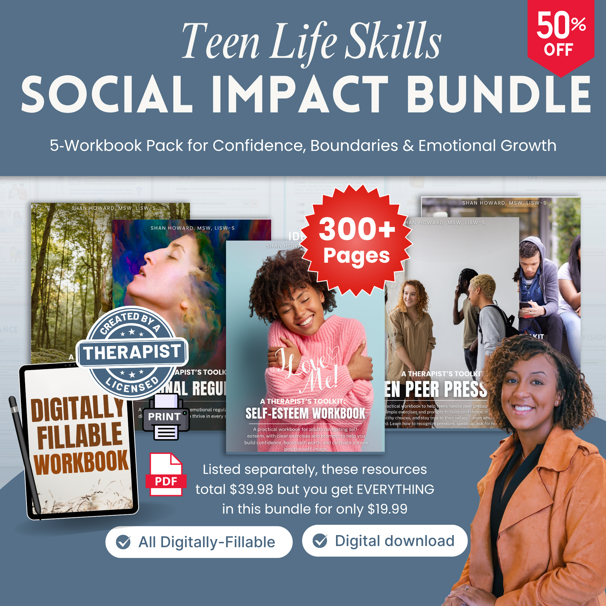 Teen's Mega Bundle Workbook, For Therapist, Parents, School Counselors
