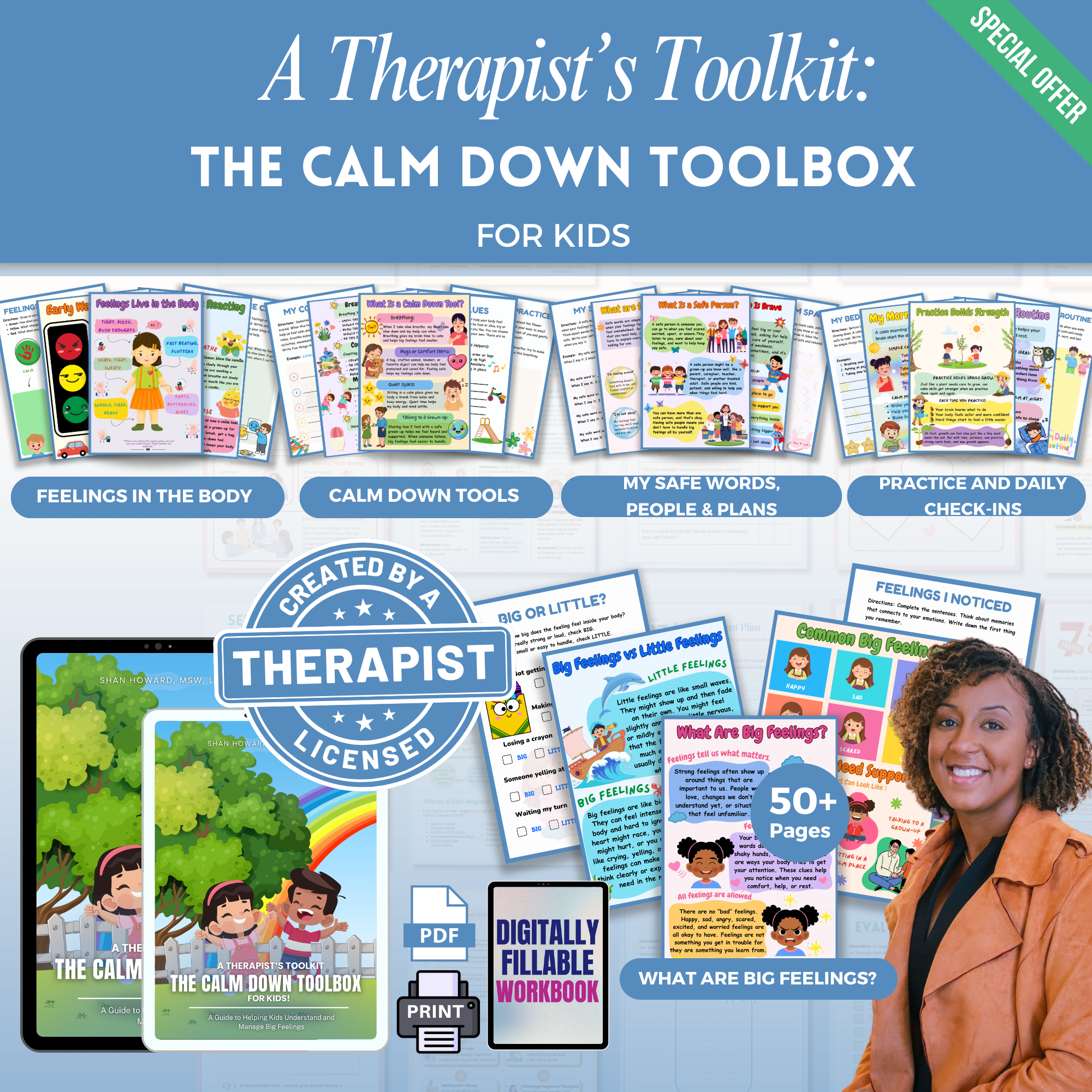 Calm Down ToolBox For Kids Mega Bundle Workboo, Big Emotions