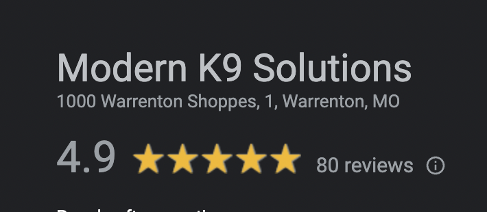 Modern K9 Solutions Dog Training Customer Reviews