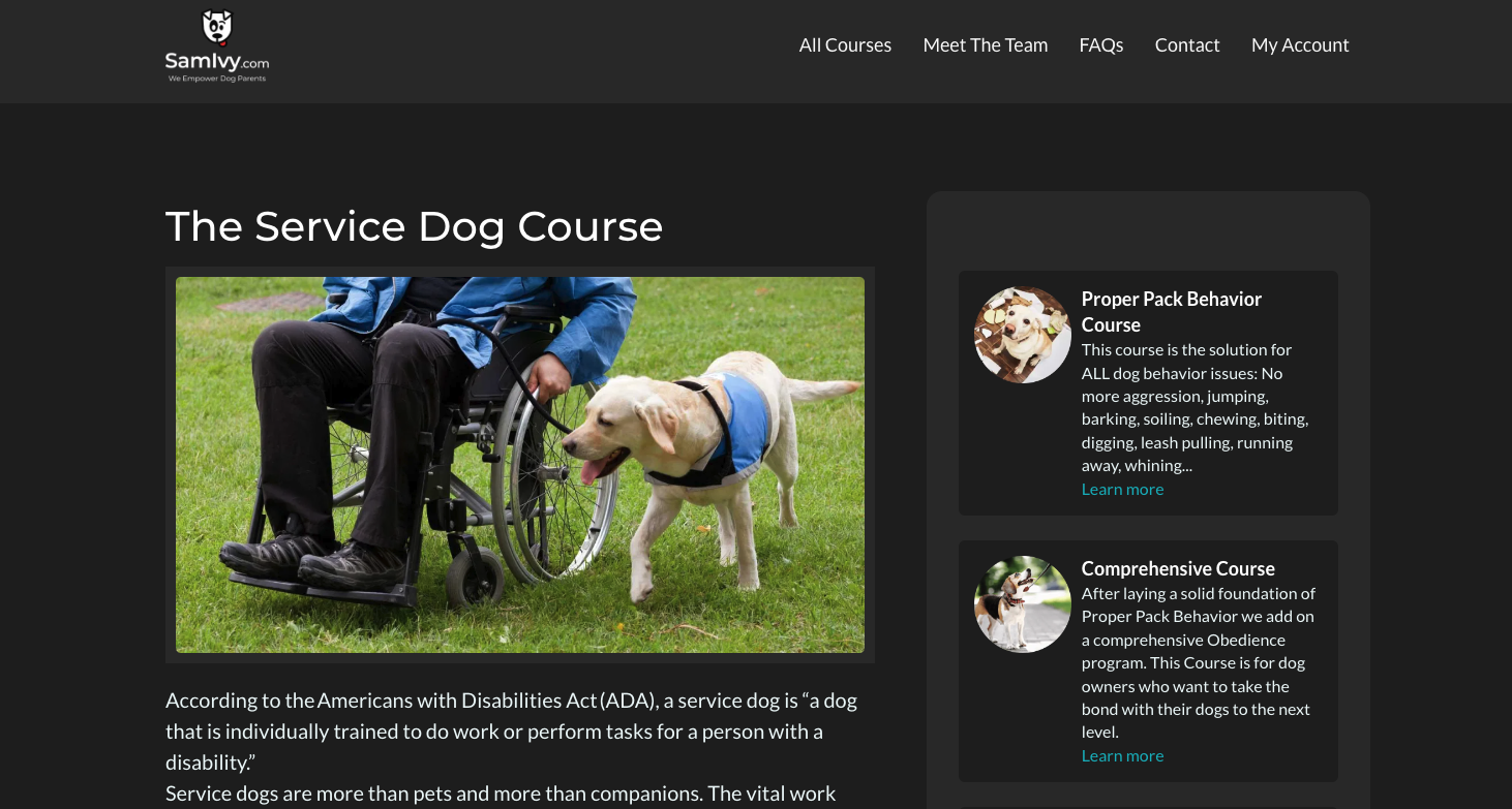 Team SamIvy | Service Dog Course