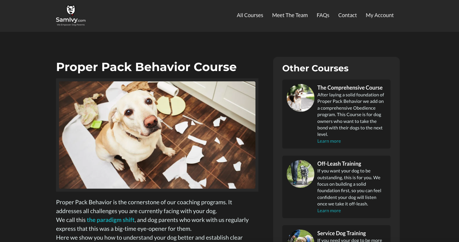 Team SamIvy | Proper Pack Behavior Course