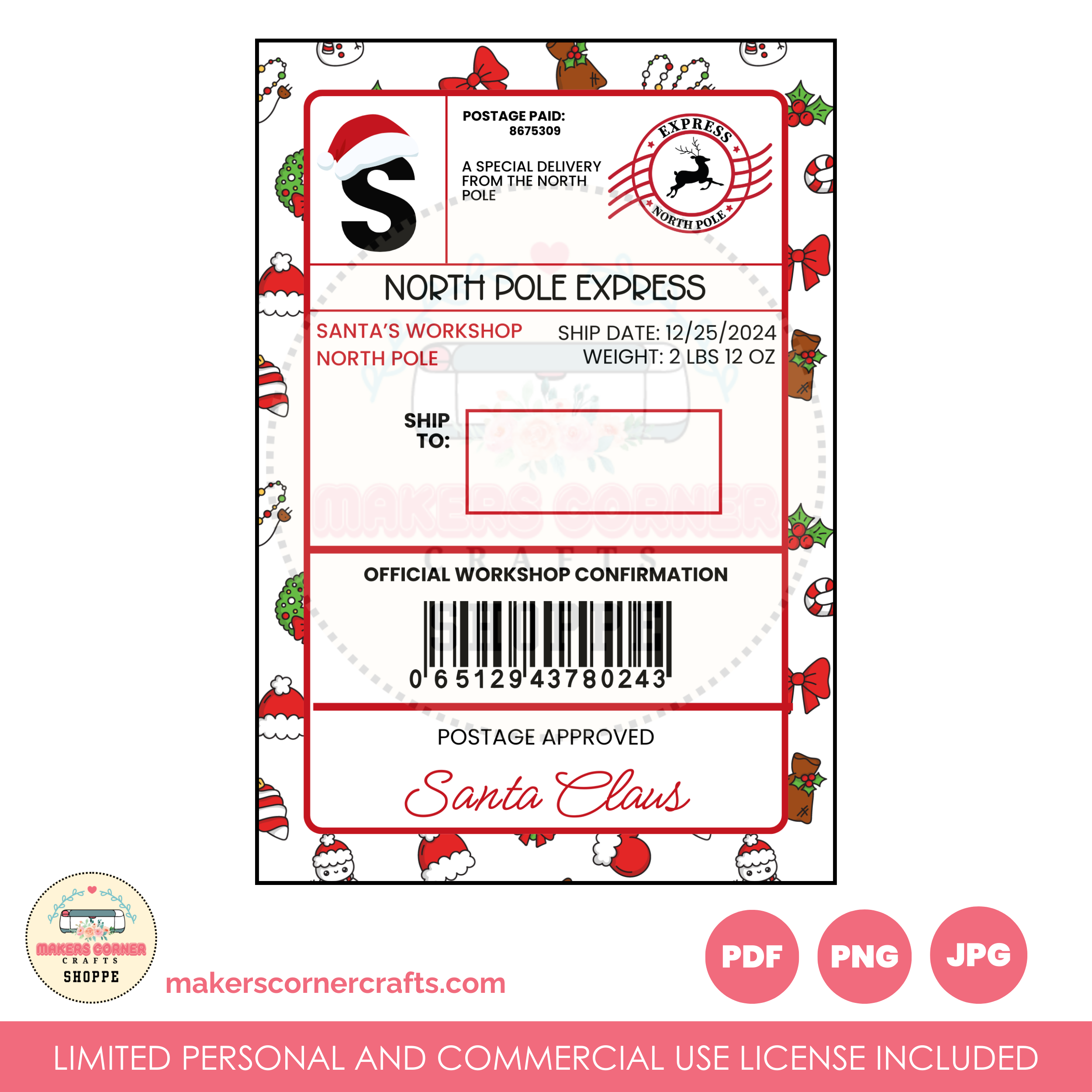 North Pole Express Label