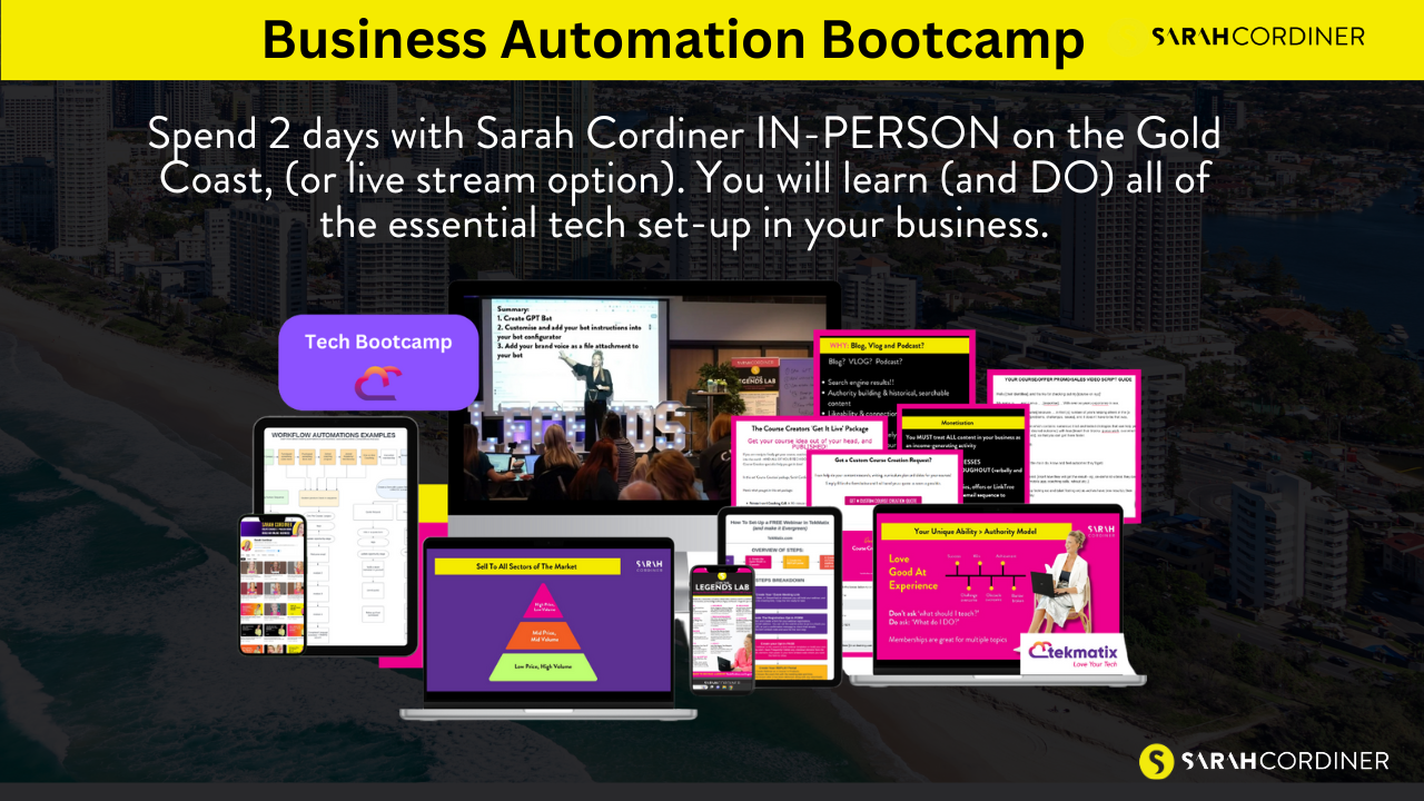Business Automation Bootcamp with Sarah Cordiner